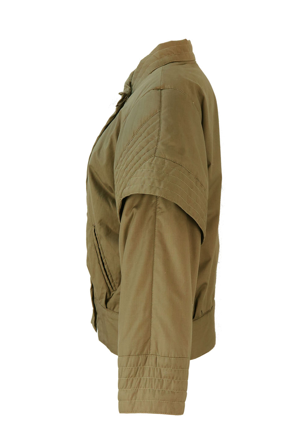 Taupe Padded Jacket with Layered Sleeve Detail - M | Reign Vintage