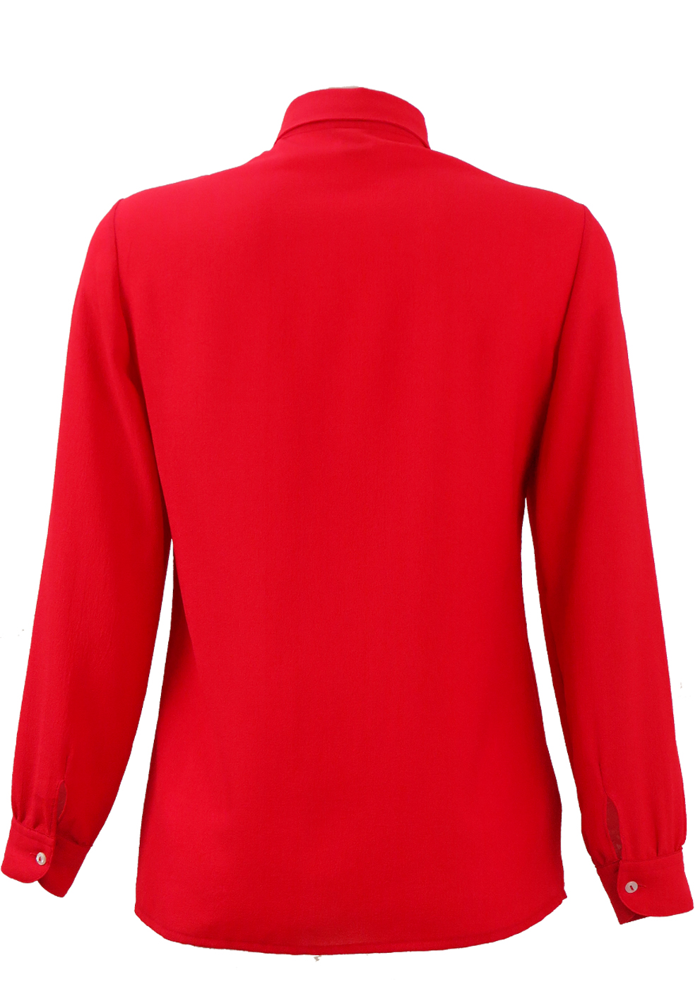 Red Long Sleeved Blouse with Broderie Anglaise Floral Pattern - M ...