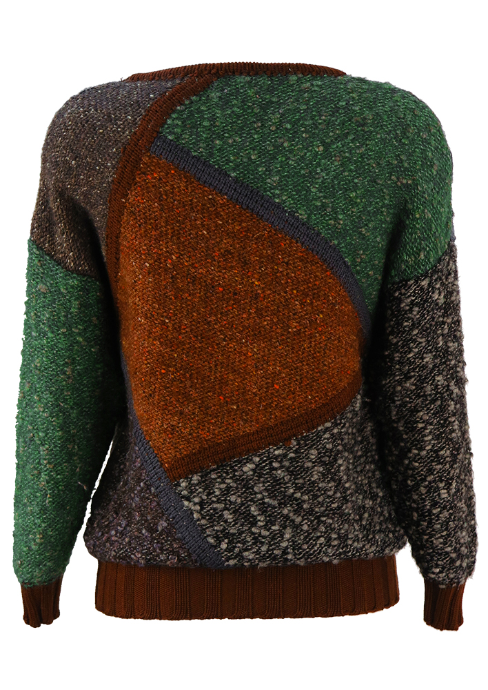 Textured Multicoloured Knit Jumper with Asymmetric front pockets - S/M ...