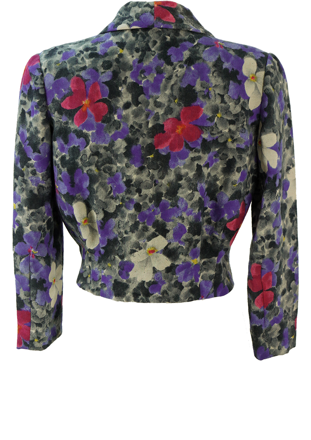 Vintage 60's Cropped Crossover Jacket with Grey, Pink & Lilac Floral ...