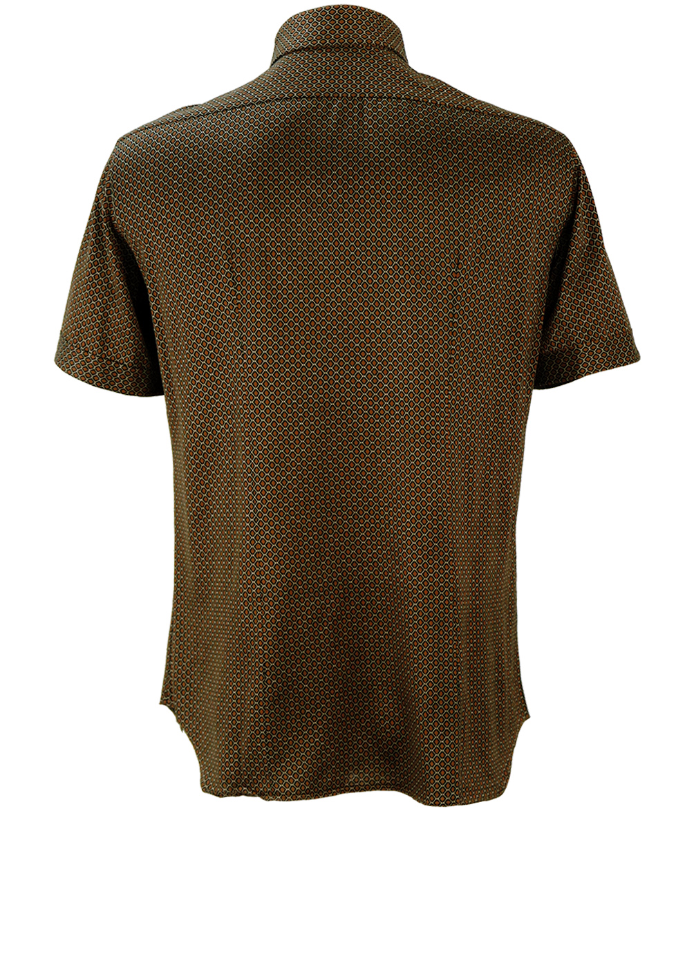 Brown Short Sleeved Shirt with 70's Style Diamond Shaped Geometric ...
