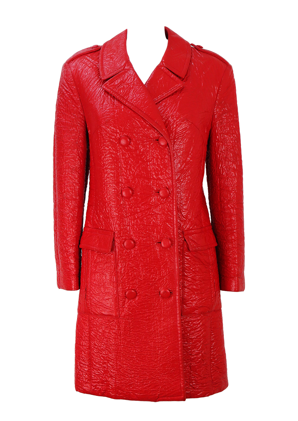 Vintage 60's Wet Look Red Textured PVC Coat - S/M | Reign Vintage