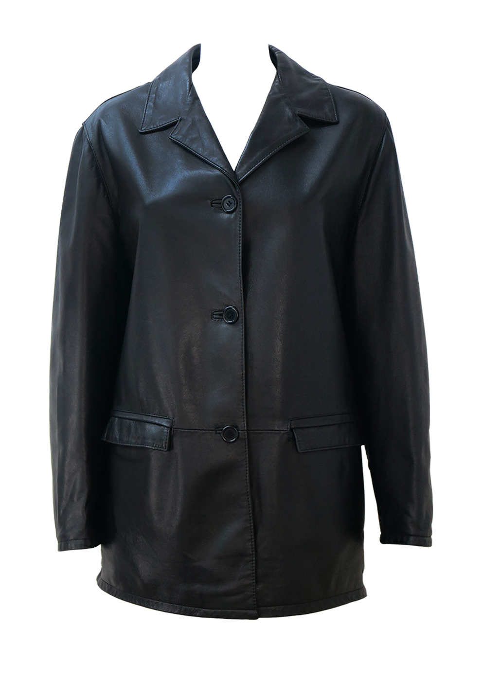 #post_titleVintage 90's Black Leather Box Jacket - M | Reign Vintage