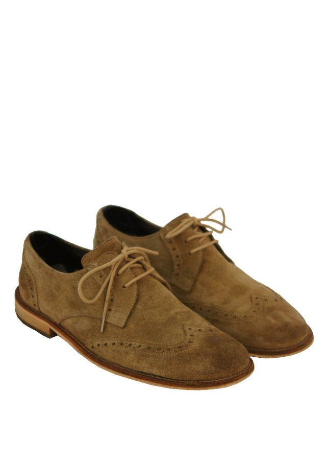 Sand Coloured Suede Derby Brogues - UK Size 6.5 | Reign Vintage