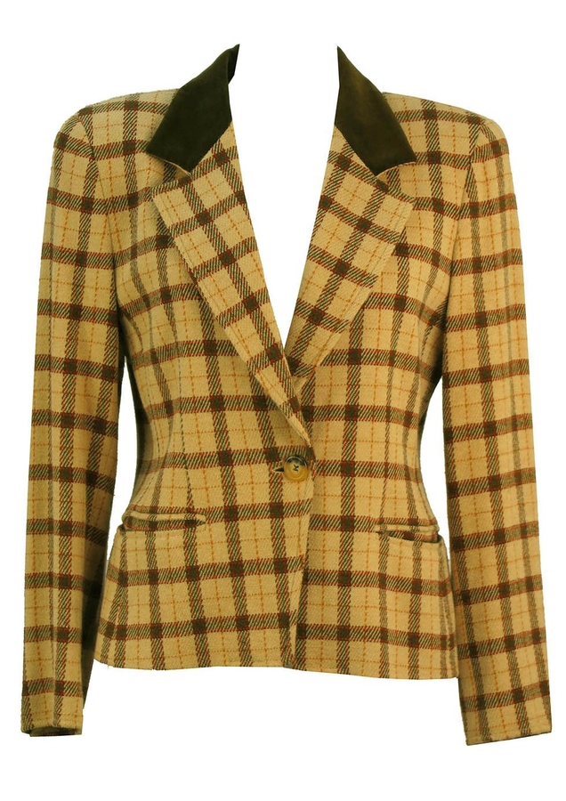 Marella Cream Check Wool Blend Jacket - M | Reign Vintage