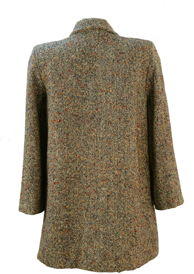 Speckled Multi Coloured Tweed Coat with Asymmetric Pockets - M/L ...