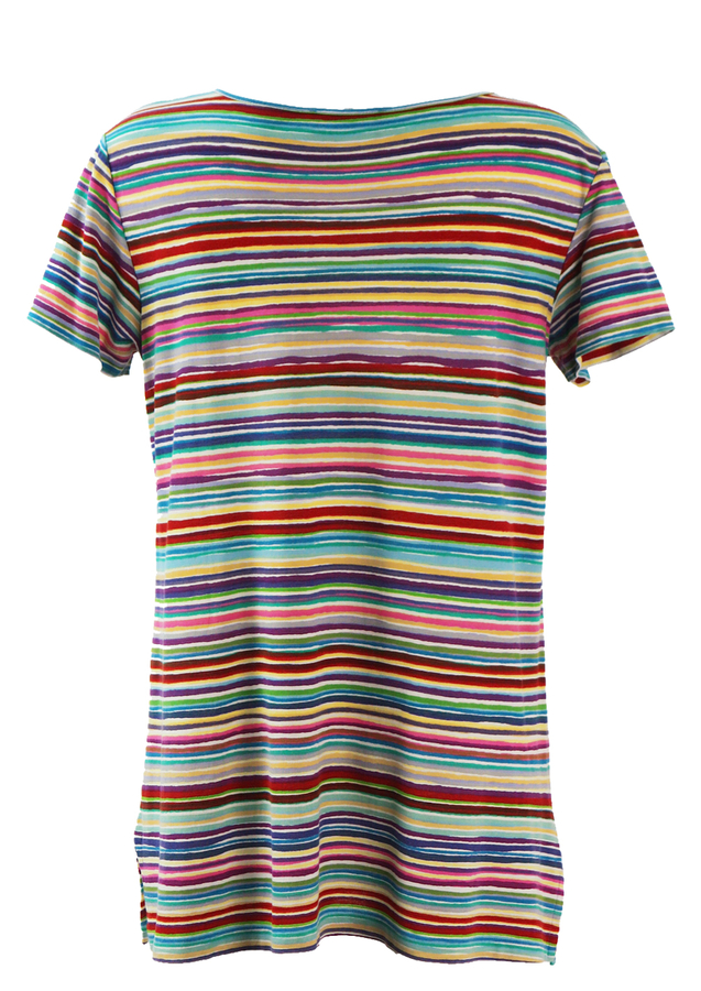 Missoni A-Line T-Shirt with Multicoloured Stripes - M/L | Reign Vintage