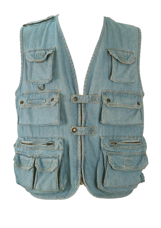 Blue Denim Utility Vest with Multi Pockets - M/L | Reign Vintage