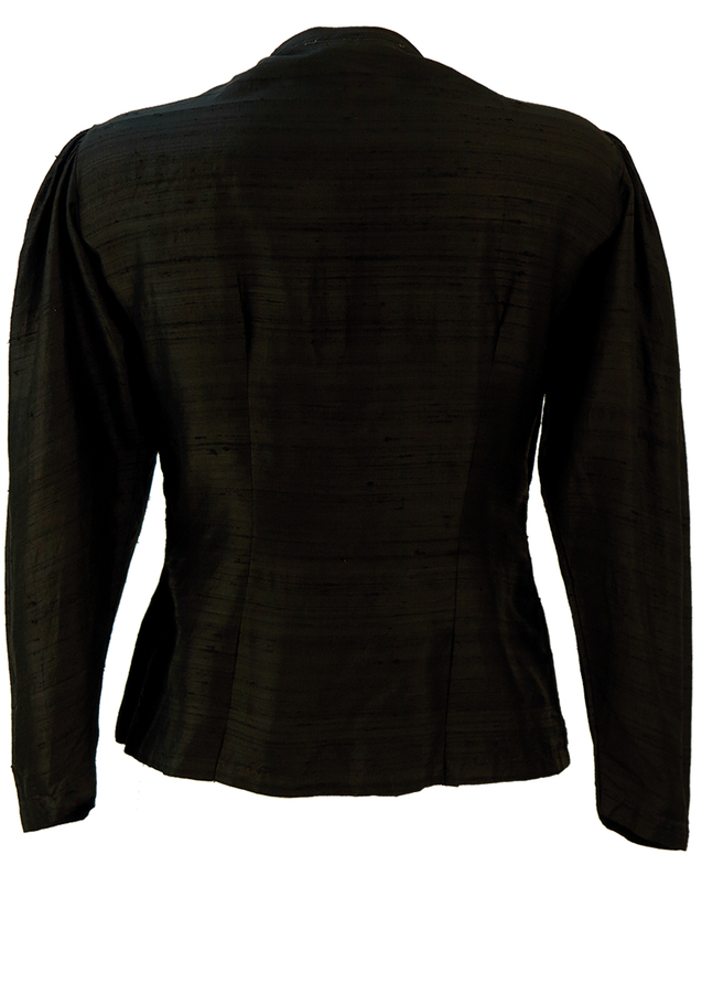 Black Raw Silk Jacket with Sequin & Beading Embellishments - M | Reign ...