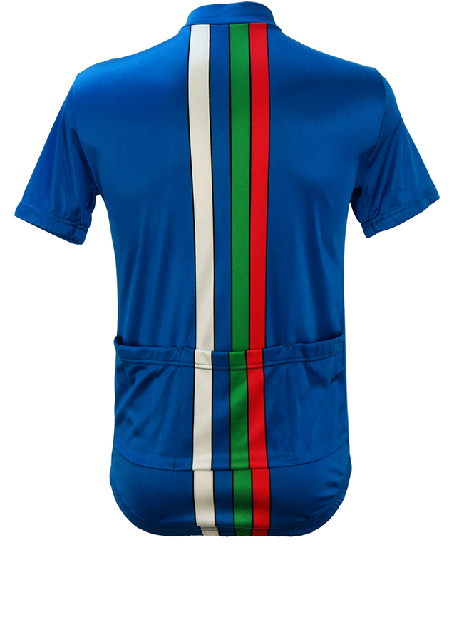 Italian Short Sleeved Blue Cycling Top with Red, Green & White Stripe ...