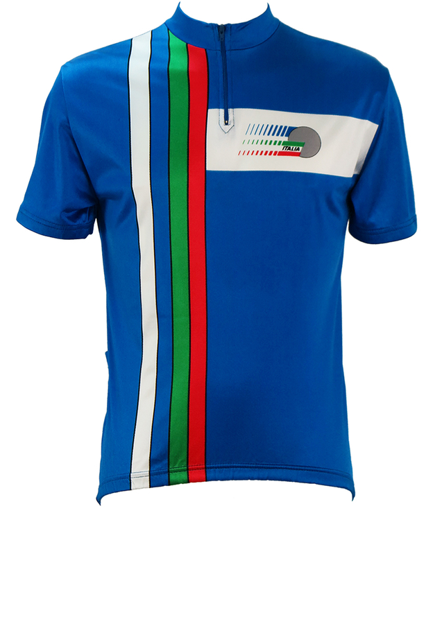 Italian Short Sleeved Blue Cycling Top with Red, Green & White Stripe ...