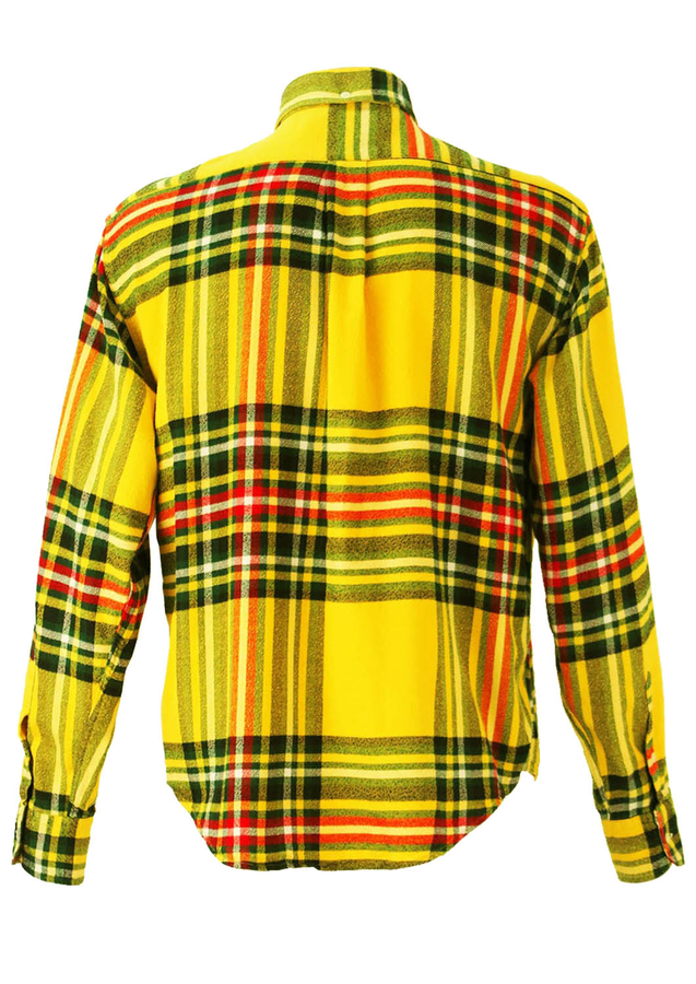 Bright Yellow Tartan Check Flannel Shirt - L | Reign Vintage