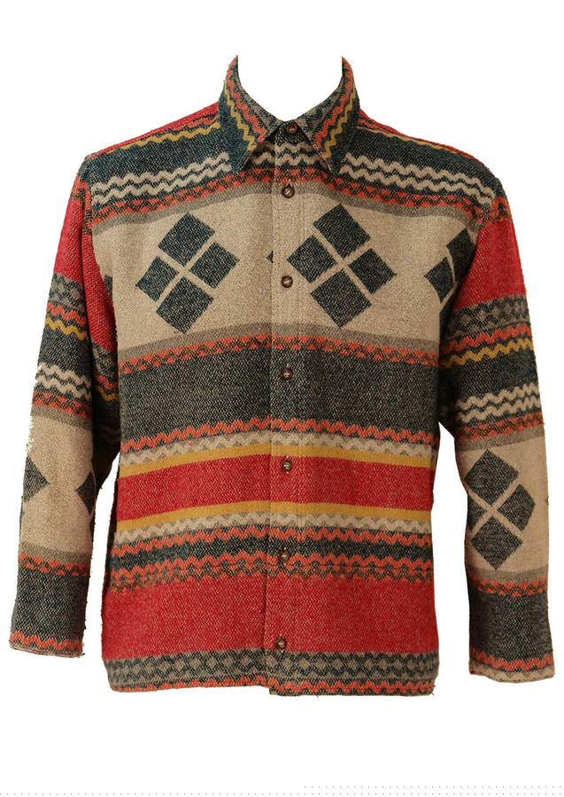 Multi Colour Aztec Print Flannel Shirt - L/XL | Reign Vintage