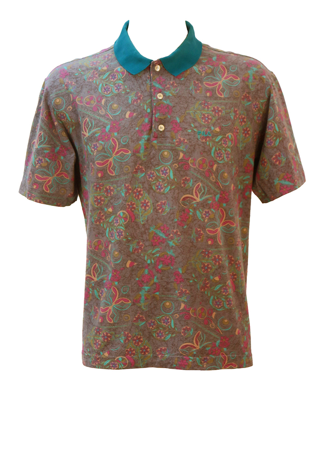 Fila Mark Calcavecchia PGA Polo Shirt with Multi colour Abstract Floral ...