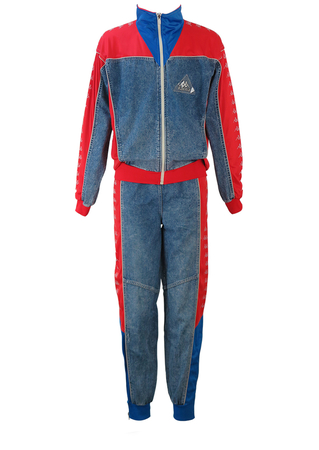Vintage 90's Kappa Two piece Tracksuit in Red & Blue with Stonewashed ...