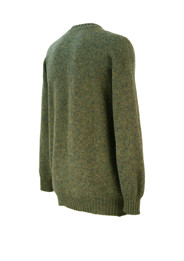 Scottish Pure Wool Knit Jumper with Mottled Green & Brown Argyle ...