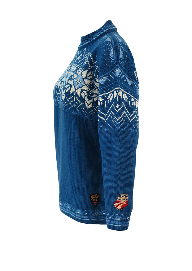 Genuine Norwegian Chunky Blue Pure Wool Jumper with Snowflake Pattern ...