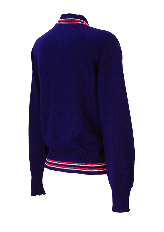 Vintage 60's Navy Blue, Mod Style Jumper with Red & White Striped ...