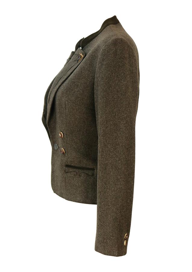 Brown Tyrolean Pure Wool Jacket with Coin Button Detail - S/M | Reign ...