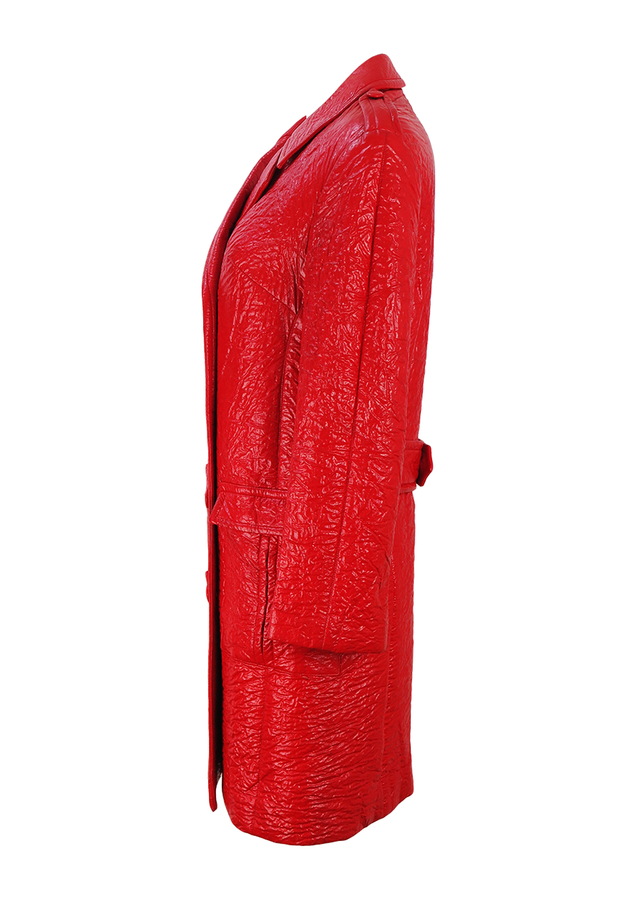 Vintage 60's Wet Look Red Textured PVC Coat - S/M | Reign Vintage