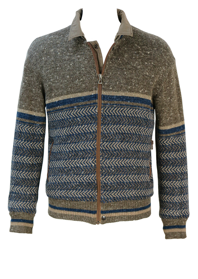 Colmar Reversible Blue & Taupe Patterned Wool Jacket with Cotton Khaki ...