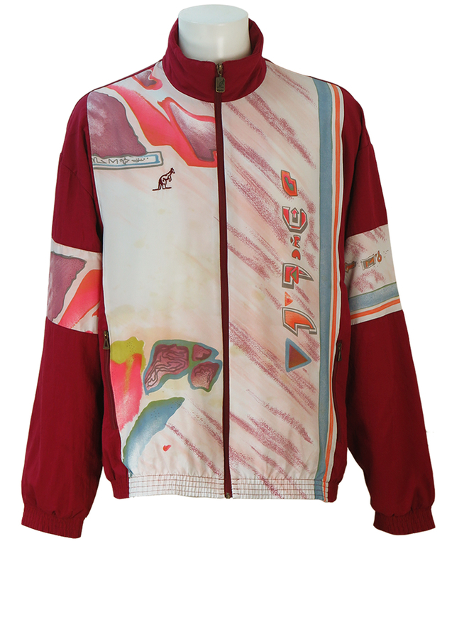 Australian by L’Alpina Burgundy Track Jacket with White, Blue & Orange ...