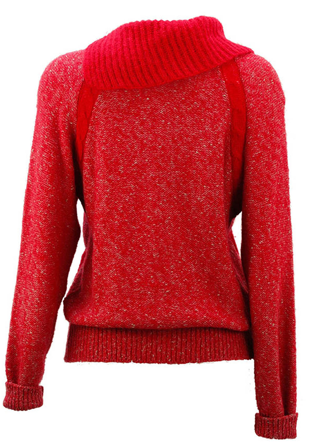Vintage 80's Multi Textured Red Jumper - M | Reign Vintage