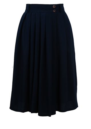 Navy Blue, Knee Length Pleated Culottes - M | Reign Vintage