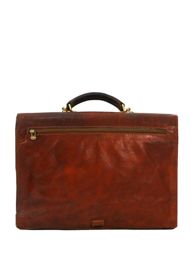 The Bridge Brown Leather Briefcase with Working Lock & Key and Card of ...